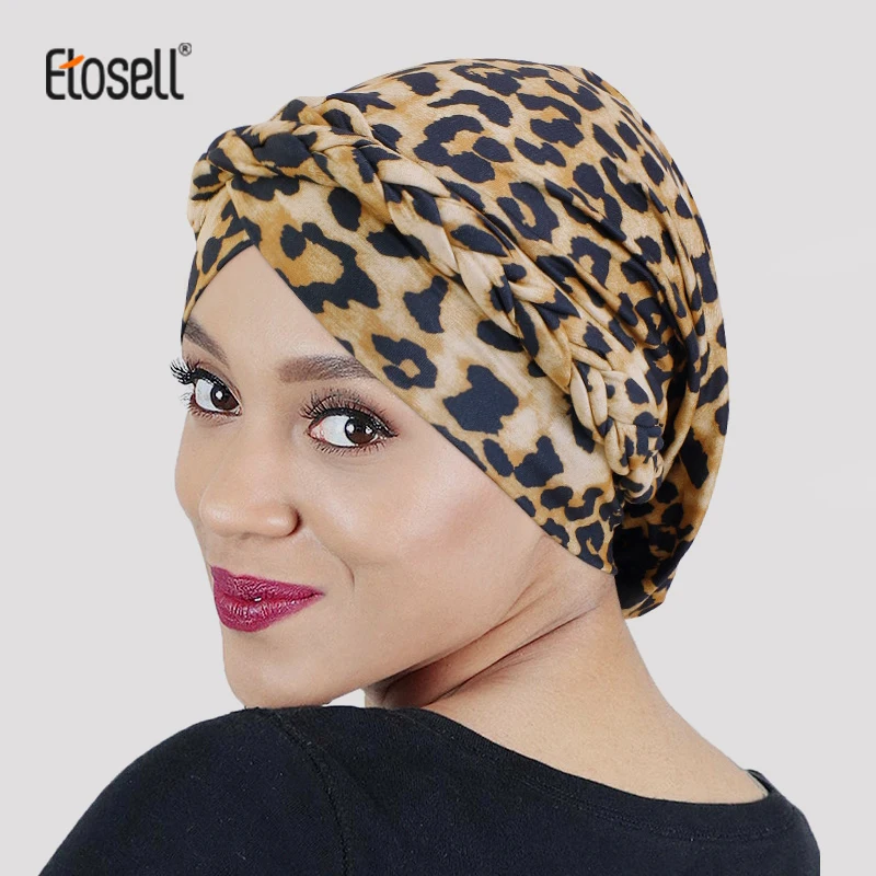 ETOSELL Muslim Bohemia Print Braided Turban Women Caps Headwrap Wearing ...