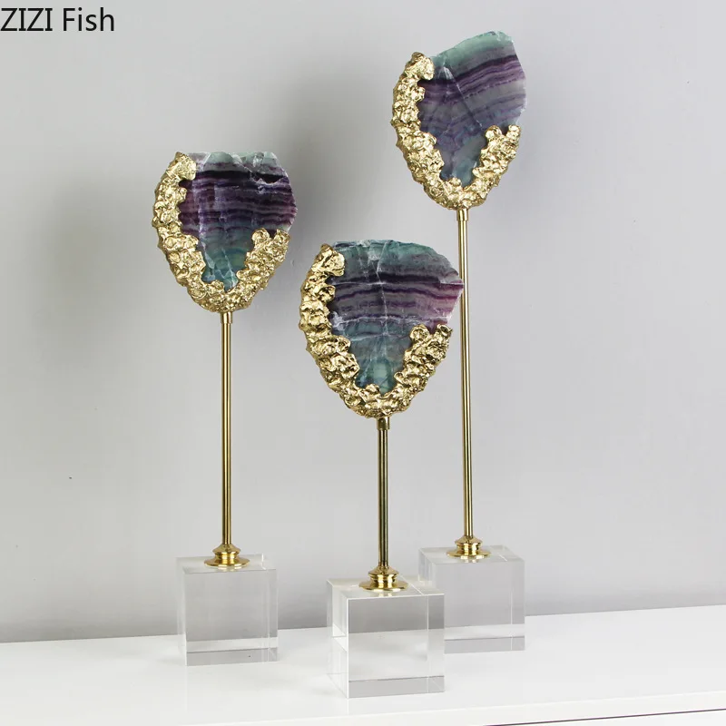 Green-Fluorite-Crafts-Sculpture-Natural-Crystal-Brass-Ornaments-Room ...