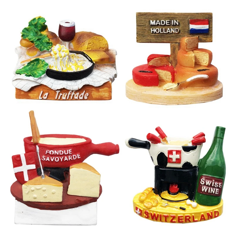 Handmade-Painted-Switzerland-Holland-Cheese-Fondue-3D-Fridge-Magnets ...