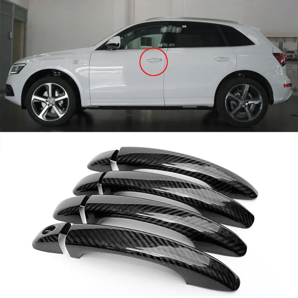Carbon-Fiber-Car-Door-Handle-w-o-Smart-Key-Hole-Cover-Trims-For-Audi-Q3 ...
