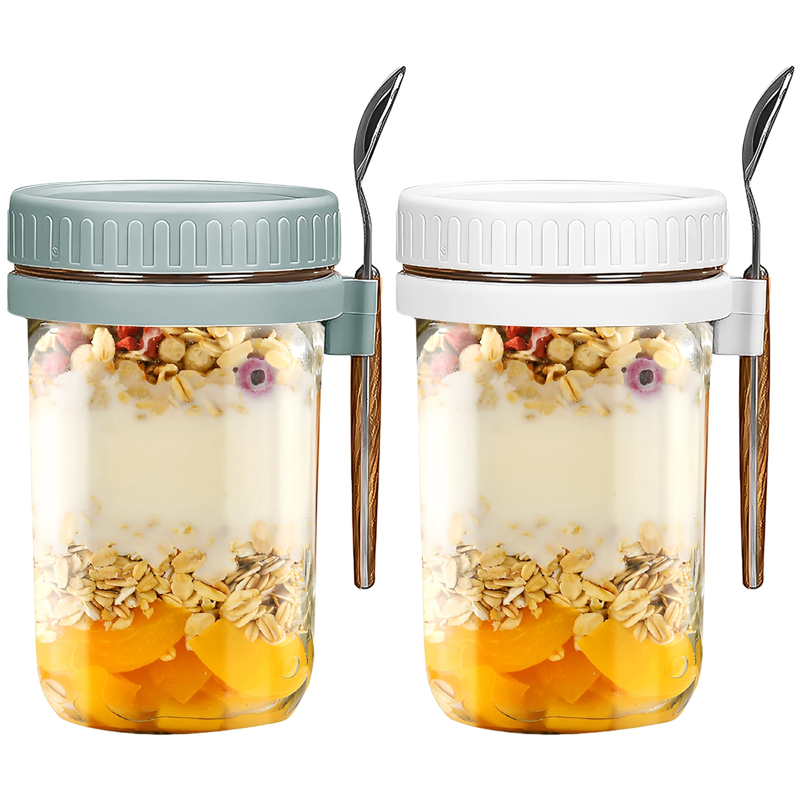 2PCS-Overnight-Oats-Container-with-Lid-and-Stainless-Steel-Spoon-20oz ...