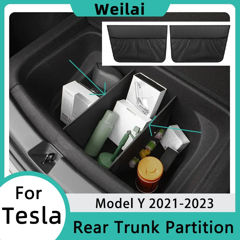 For-Tesla-Model-Y-2023-Rear-Trunk-Lower-Storage-Organizer-Partition ...
