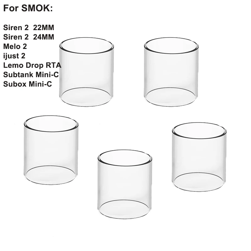 Straight Glass Tube Pyrex Tank for Smok Siren 2 22mm 24mm/Melo 2/ ijust ...