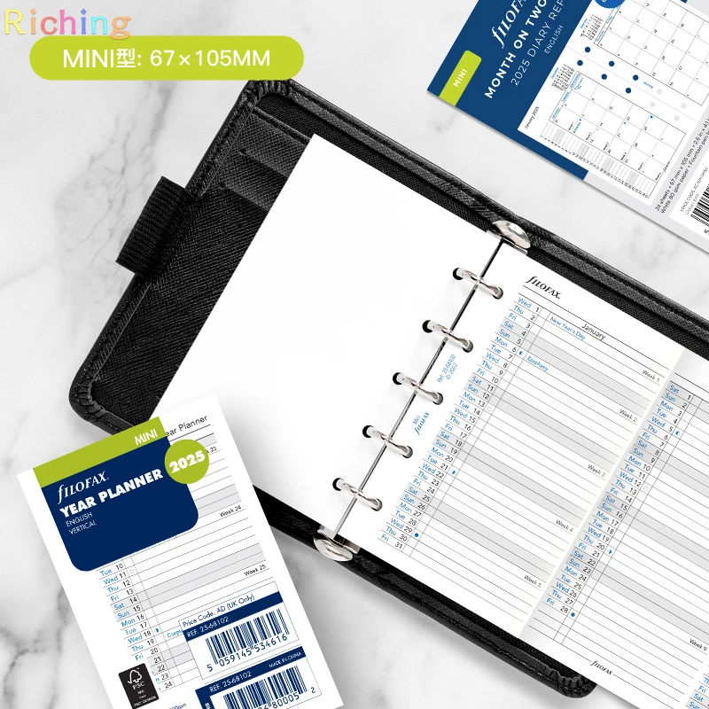 Filofax A8 A7 A6 A5 Refill Month on One Page, Year Planner, Month on ...