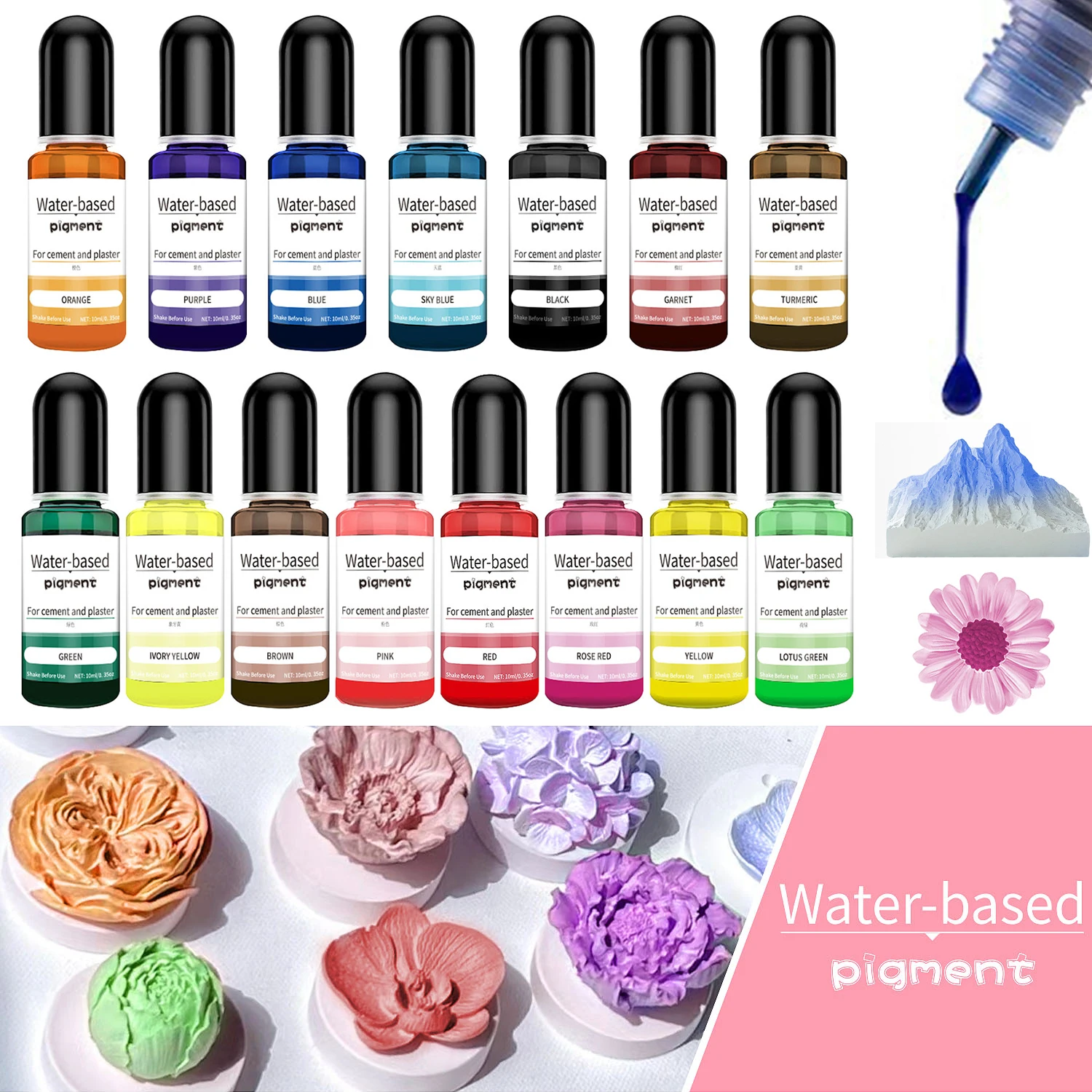 10ml-Water-Based-Pigment-Gypsum-Cement-Pigment-Liquid-Colorant-Dye ...