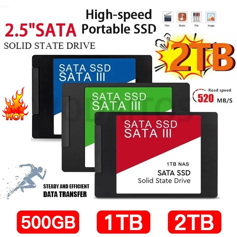 노트북용 고속 SATA SSD, 내장형 SSD, 솔리드 스테이트 드라이브, 2.5 인치, 480GB, 500GB, HD 1TB ...