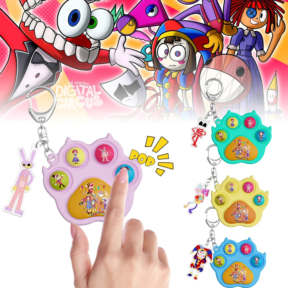 New-1PC-Cartoon-The-Amazing-Digital-Circus-Figure-Keychain-Bear-Paw ...
