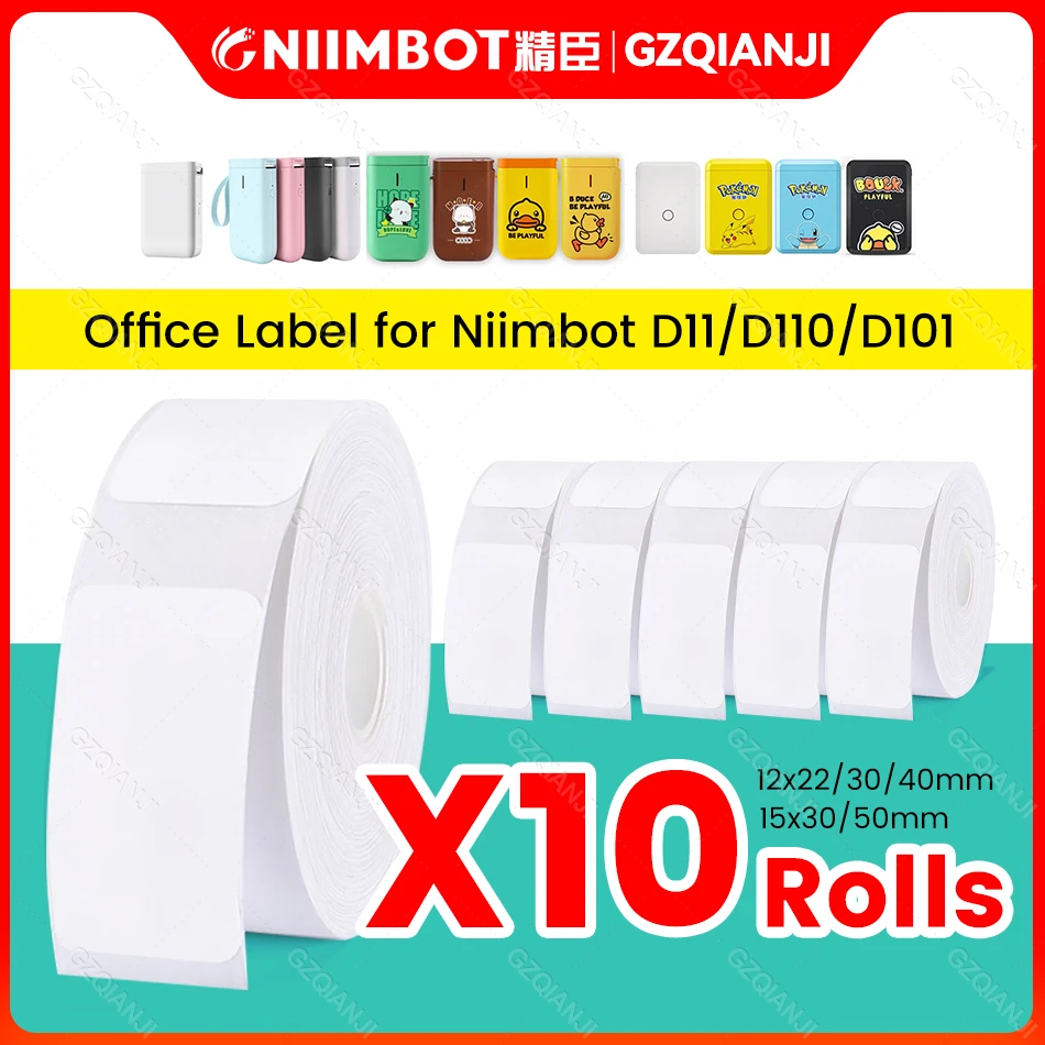 Niimbot D11 D101 D110 Offical Label Sticker Paper Rolls Various sizes ...