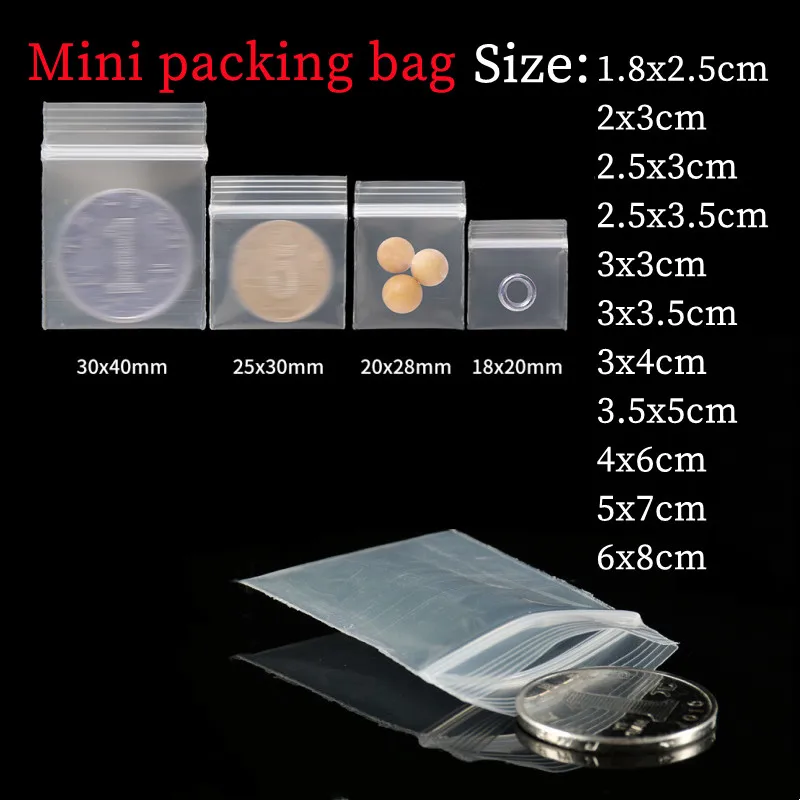 100 piezas-Mini bolsa de plástico sellable para joyería, bolsa de ...
