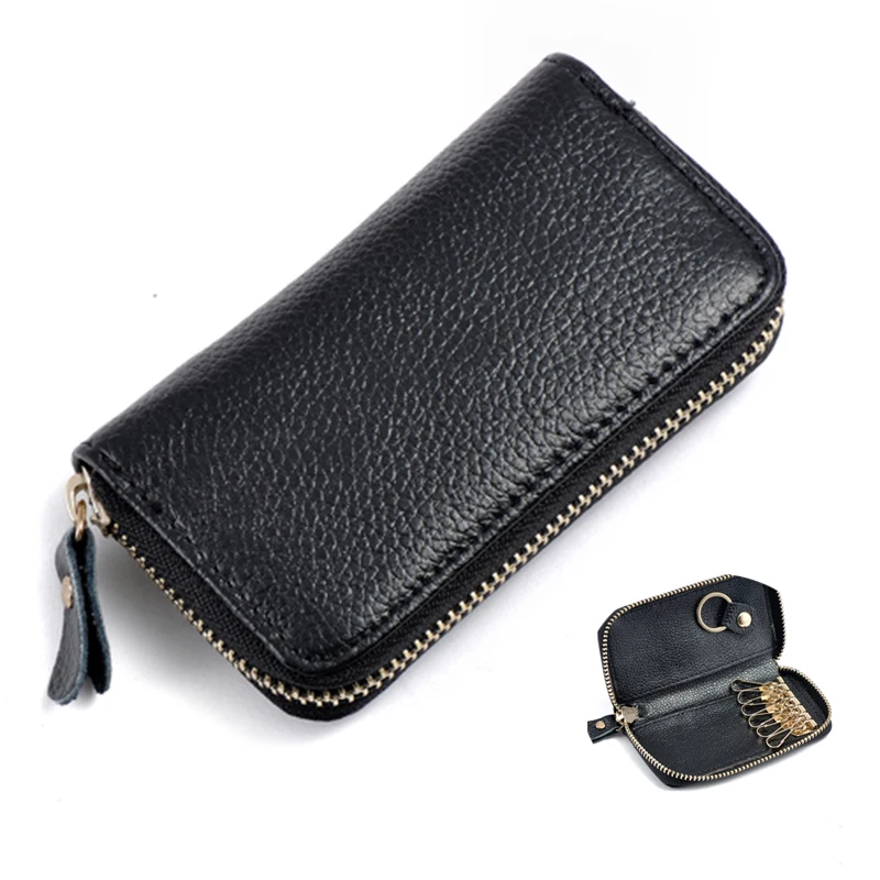 Fashion-Simple-Key-Holder-Genuine-Leather-Wallet-Unisex-Solid-Key ...