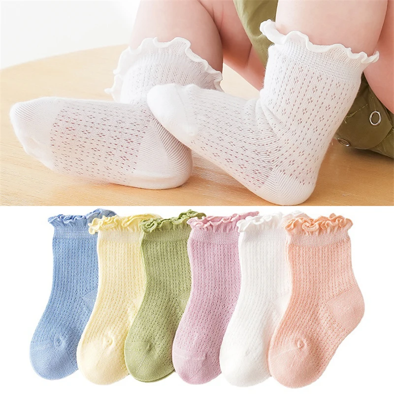 0-5Y Baby Girl Ruffle Socks Toddler Mesh Cotton Socks Summer Breathable ...