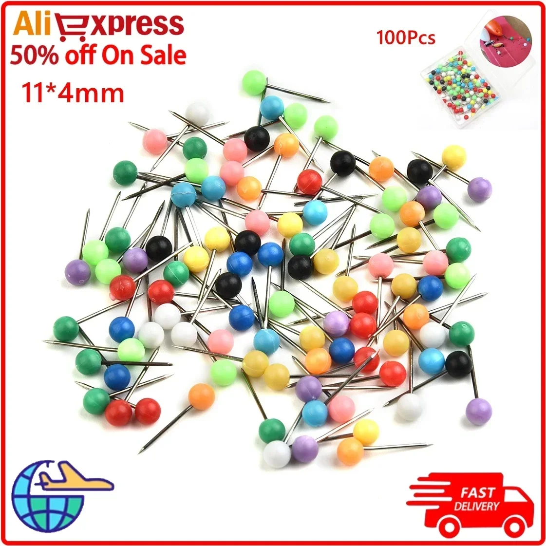 100 Pcs Rig Safe Spare Pins Carp Fishing Rigs Box Line Winder Pin Round ...