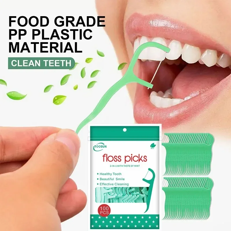 100/200/300/500Pcs Mint Adult Dental Floss Sticks - Ultra-Fine Flosser ...