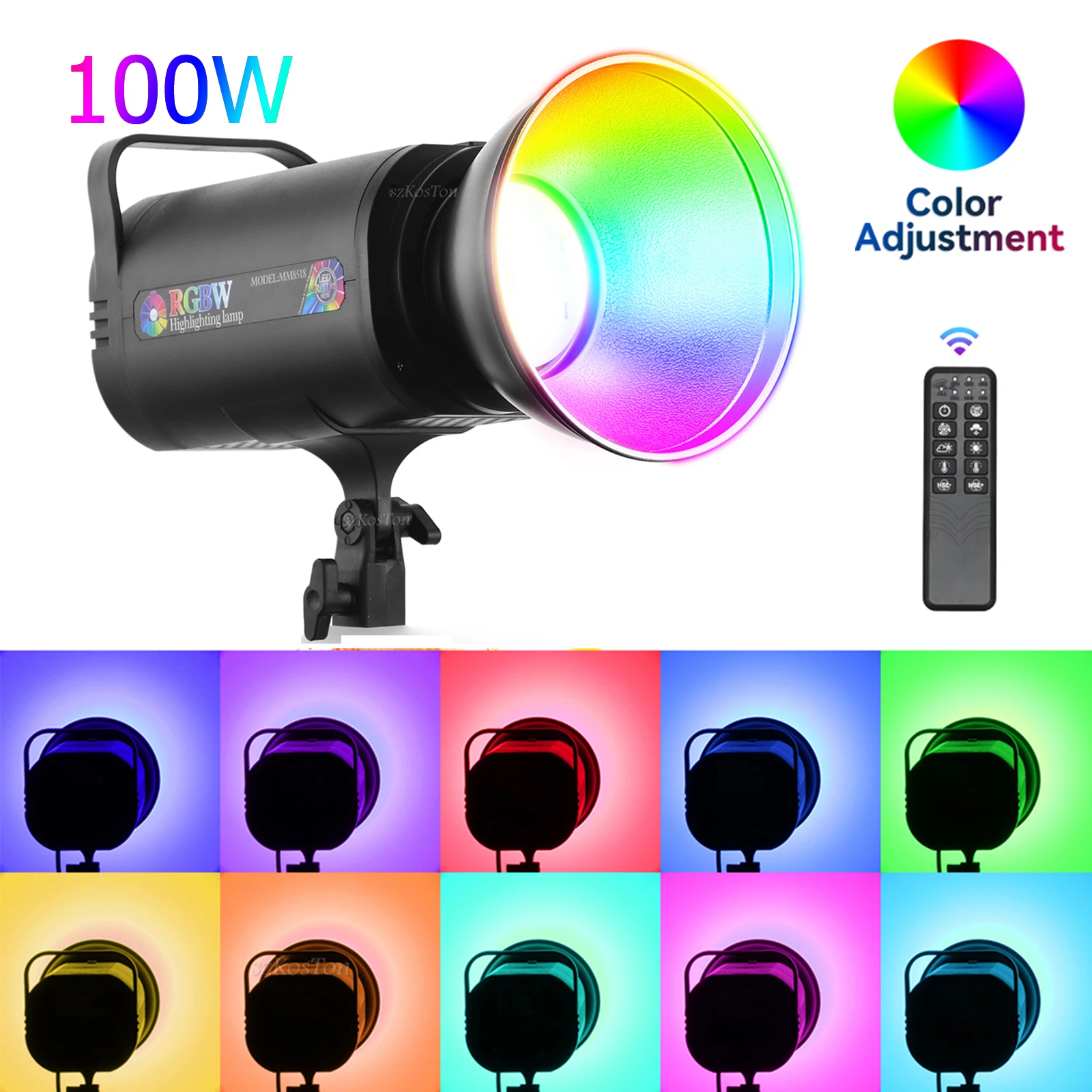 100W RGB LED Video Lighting with Remote Control 1700K-12000K Photography Lights Kit Studio Lamp ...