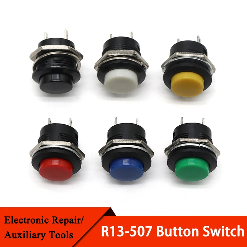 10pcs Momentary Push Button Switch 16mm Momentary 6a/125vac 3a/250vac ...