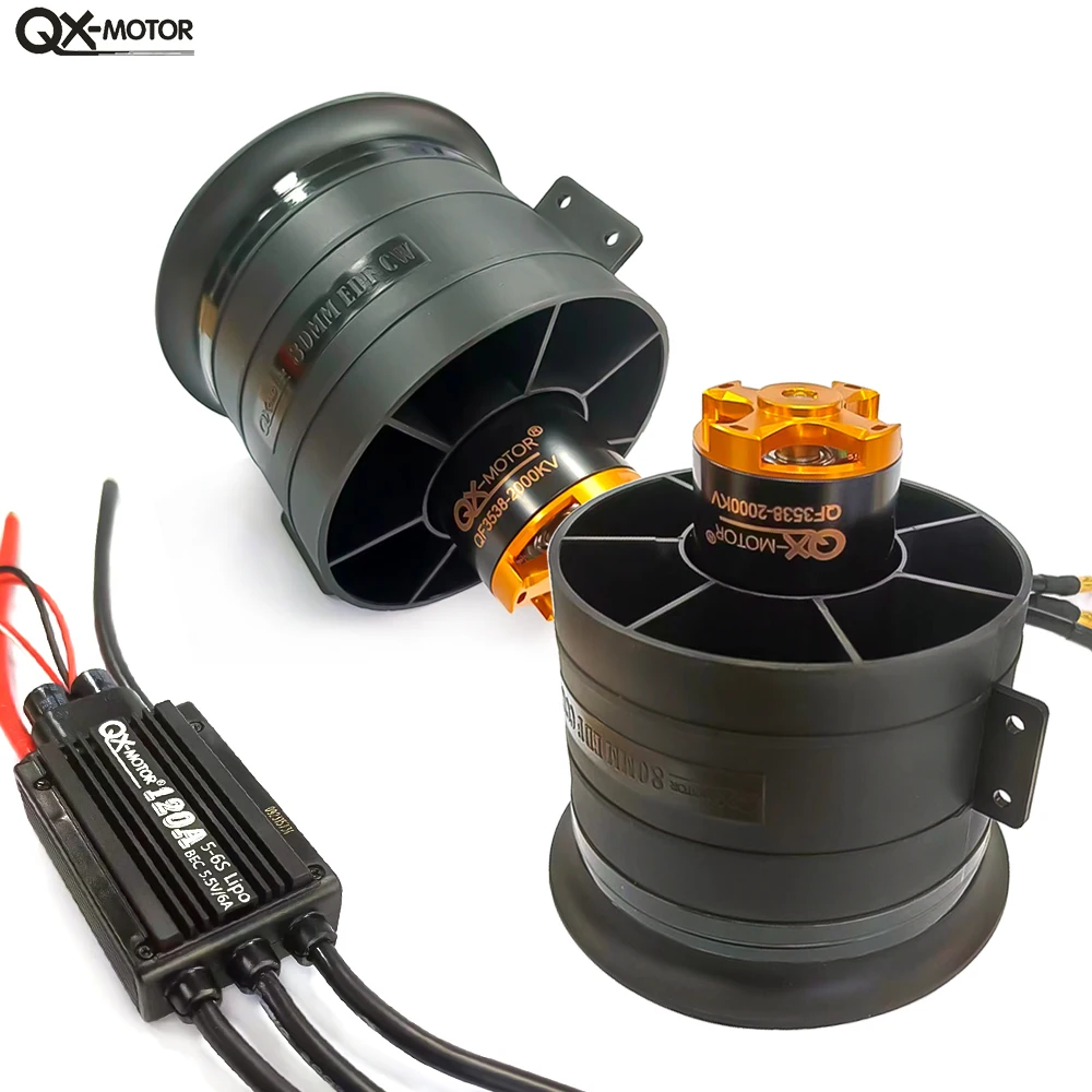 QX-MOTOR 80mm EDF Ducted Fan System - QF3748 1000KV 12S + QF3538 2000KV ...