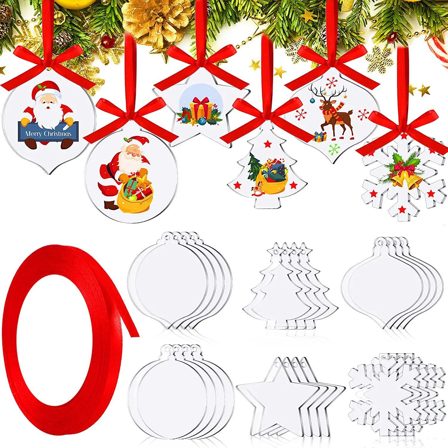 24Pcs-Set-Acrylic-Christmas-Ornament-Blank-Christmas-Tree-Decorations ...