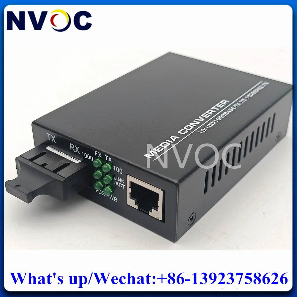 2pcs 10/100/1000m Dual Fiber,sm,1310nm 20km Sc,external Gigabit Duplex Fiber Media Converter ...
