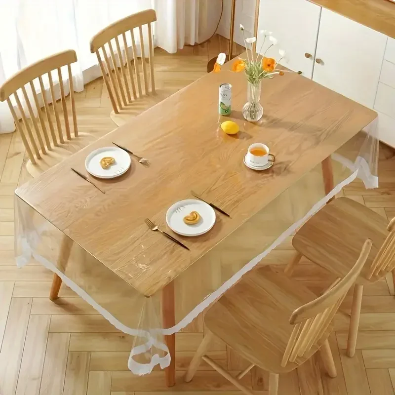 Tablecloth, Thin Transparent Plastic, Oil-Proof Wiping Tablecloth for ...