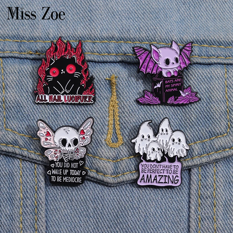 Halloween-Satan-Enamel-Pins-Custom-Cute-But-Creepy-Bat-Ghost-Brooches ...