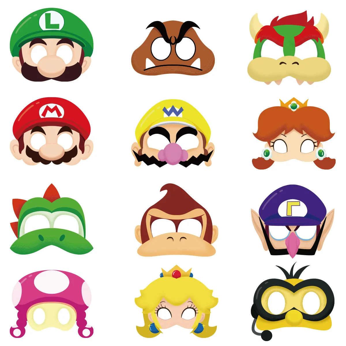 12 piezas de máscara de media cara para fiesta temática de Super Mario ...