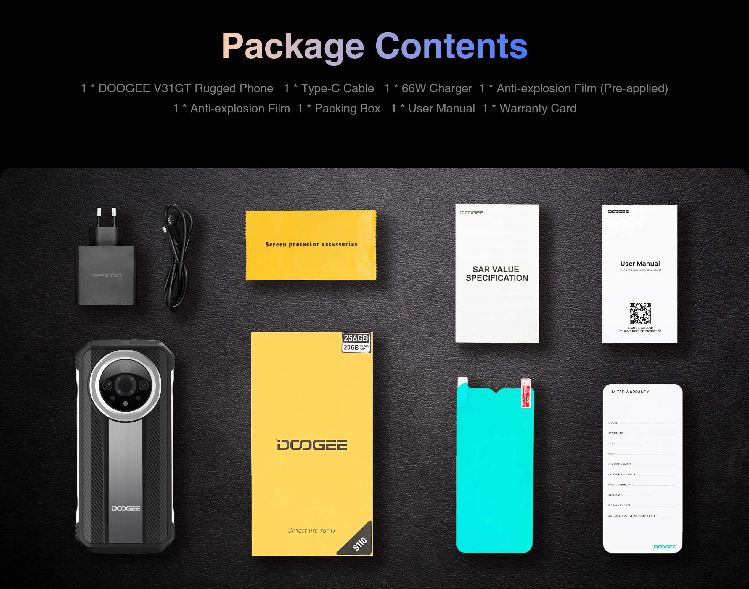 DOOGEE V31GT 10800mAh 66W Fast Charging 12GB+256GB Rugged Phone 6.58 ...