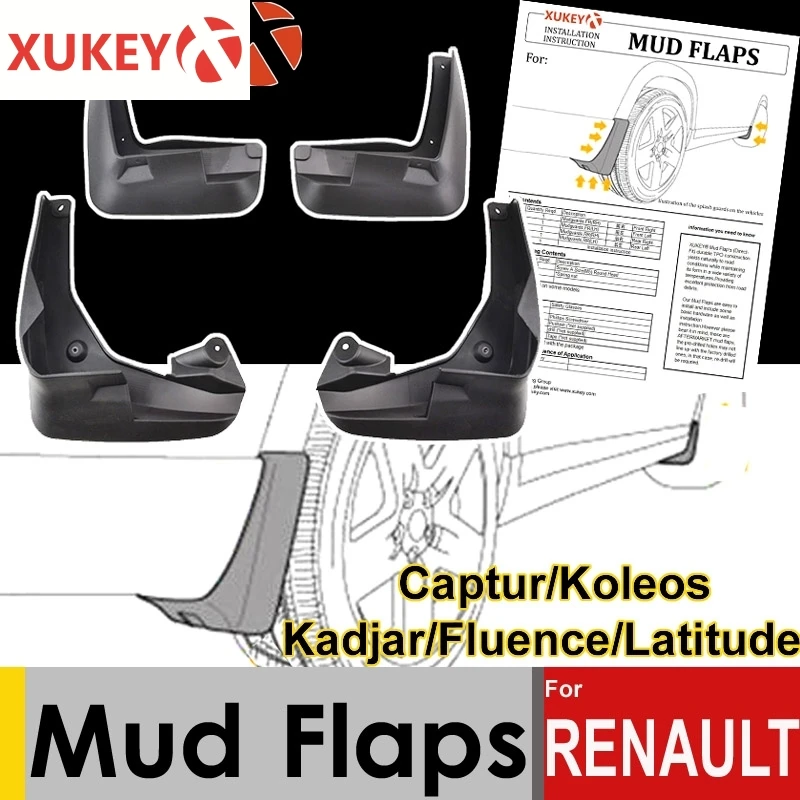 Set Car Mud Flaps For Renault Captur Koleos 1 2 Kadjar Fluence Latitude ...