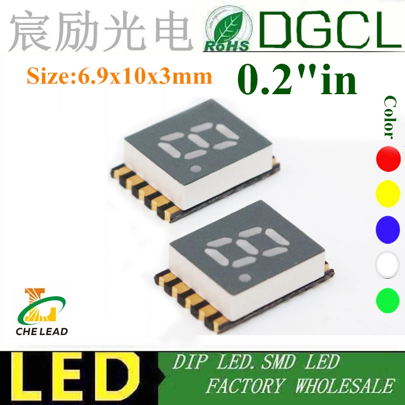 0.2 polegadas 7 segmento smd display led nixie tubo vermelho verde azul ...