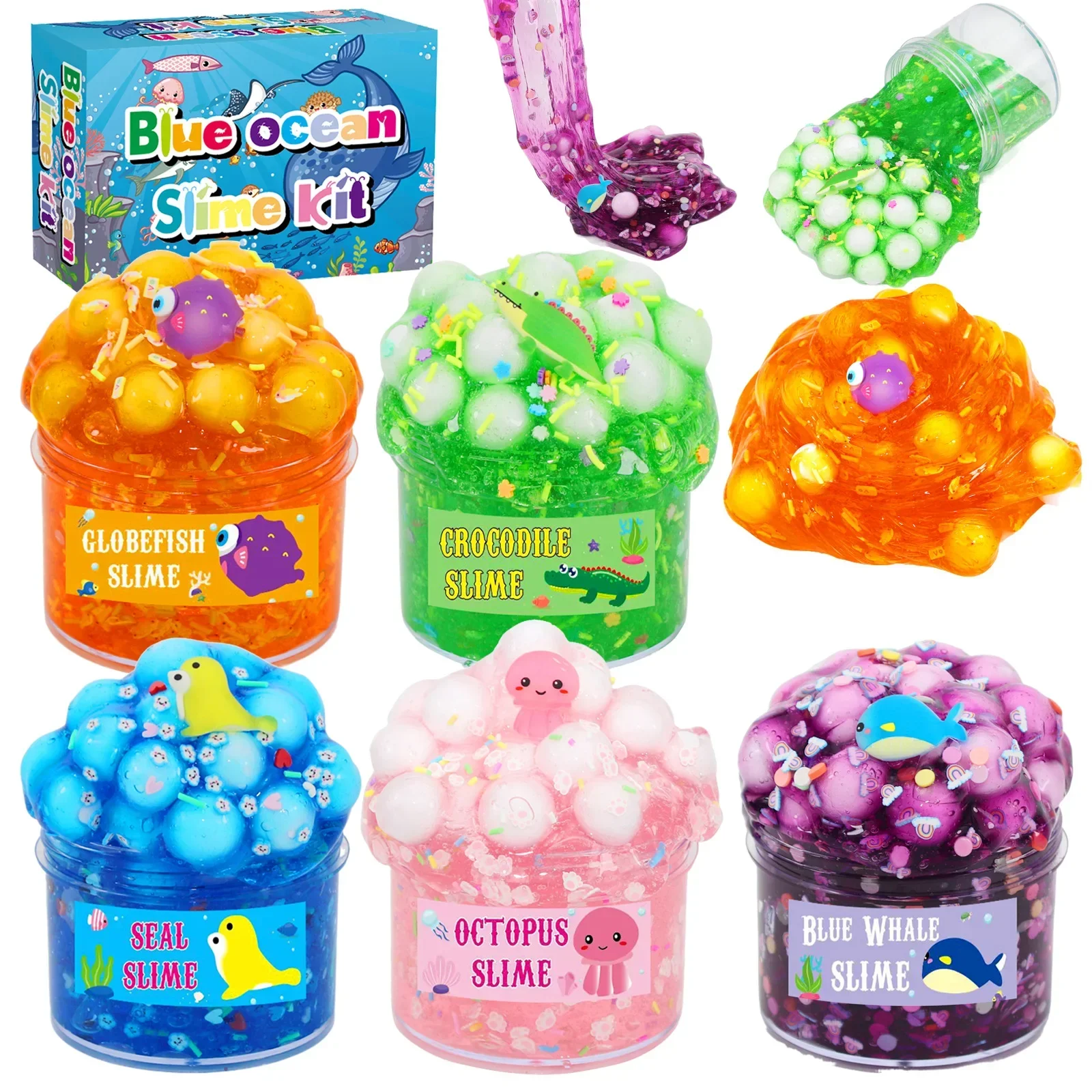 5pcs-60ML-Ocean-Animal-Jelly-Slime-Kit-Soft-Stress-Reliever-Putty-Cloud ...