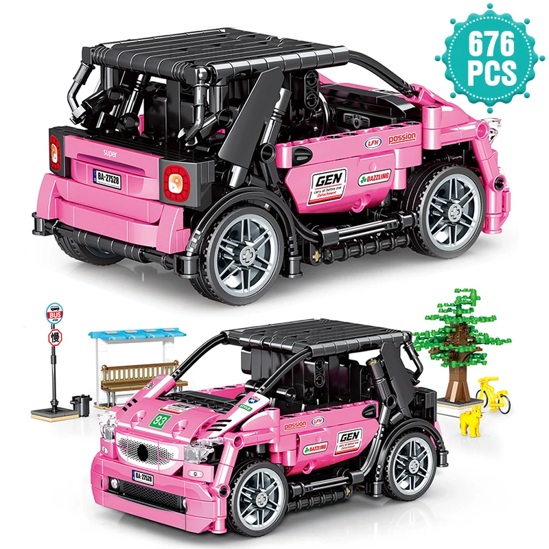 Technical Expert Car Series Building Blocks Ideas Pink Racing Pull Back ...