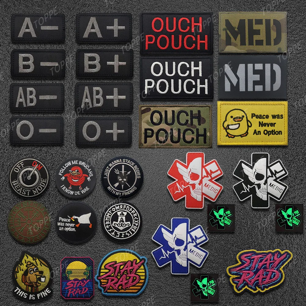 MEDIC-Paramedic-Skull-Patches-Blood-Type-Tactical-Decorative-Combat ...