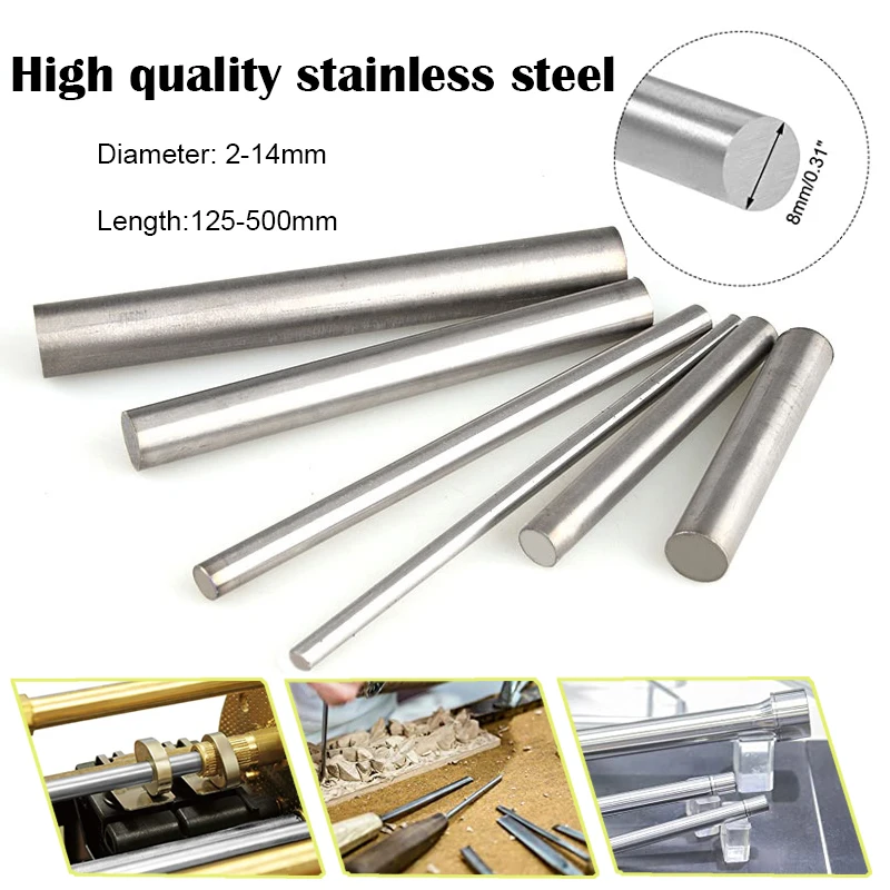 1-5Pcs-Length-500mm-Stainles-Steel-Solid-Round-Rod-Lathe-Bar-Stock ...