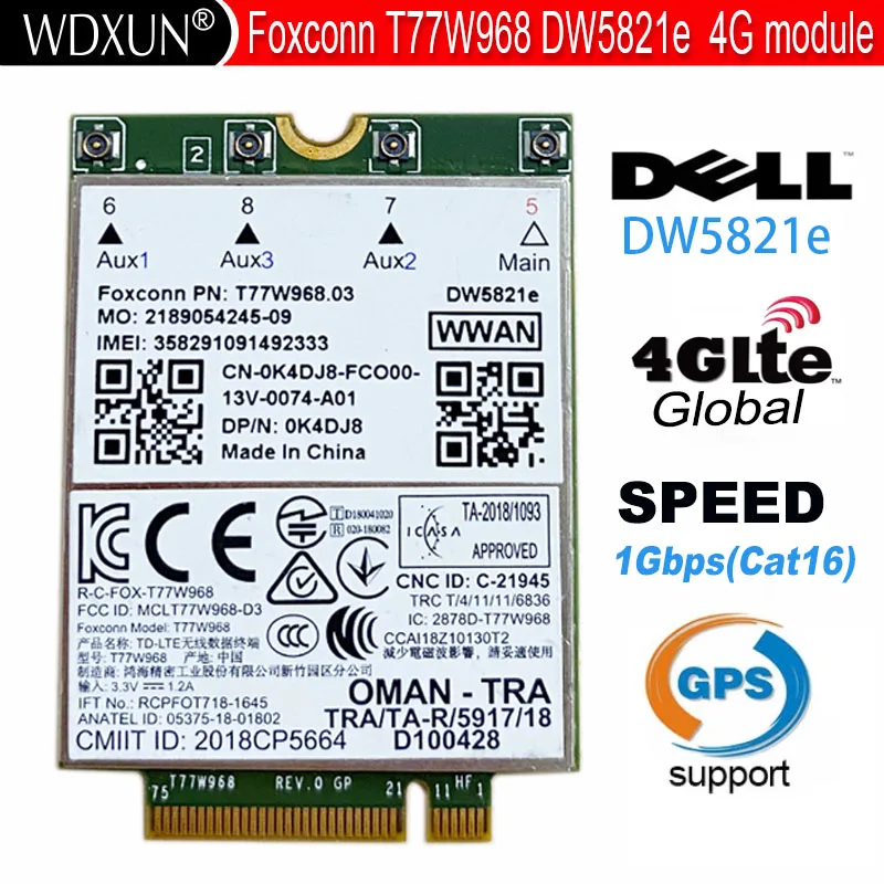 Foxconn-T77W968-LATTE-Cat16-GNSS-5G-WWAN-DW5821e-eSIM-DW5821e-Dell-5420 ...