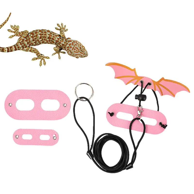 Leopard-Gecko-Leash-Adjustable-3-Size-Leather-Wing-Lizard-Harness-Leash ...