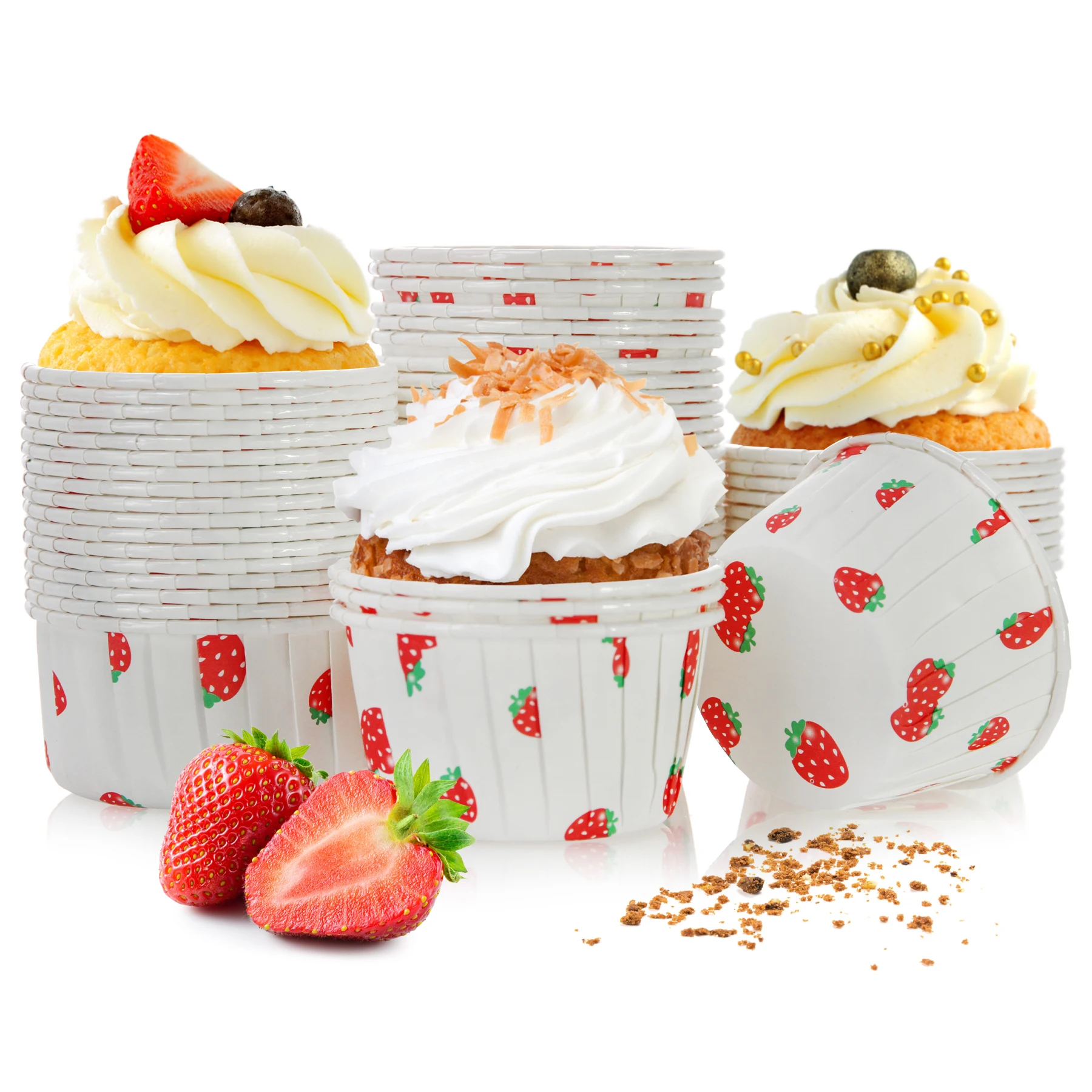 Hot-50Pcs-Large-Muffin-Strawberry-Cupcake-Liner-Cake-Wrappers-Baking ...
