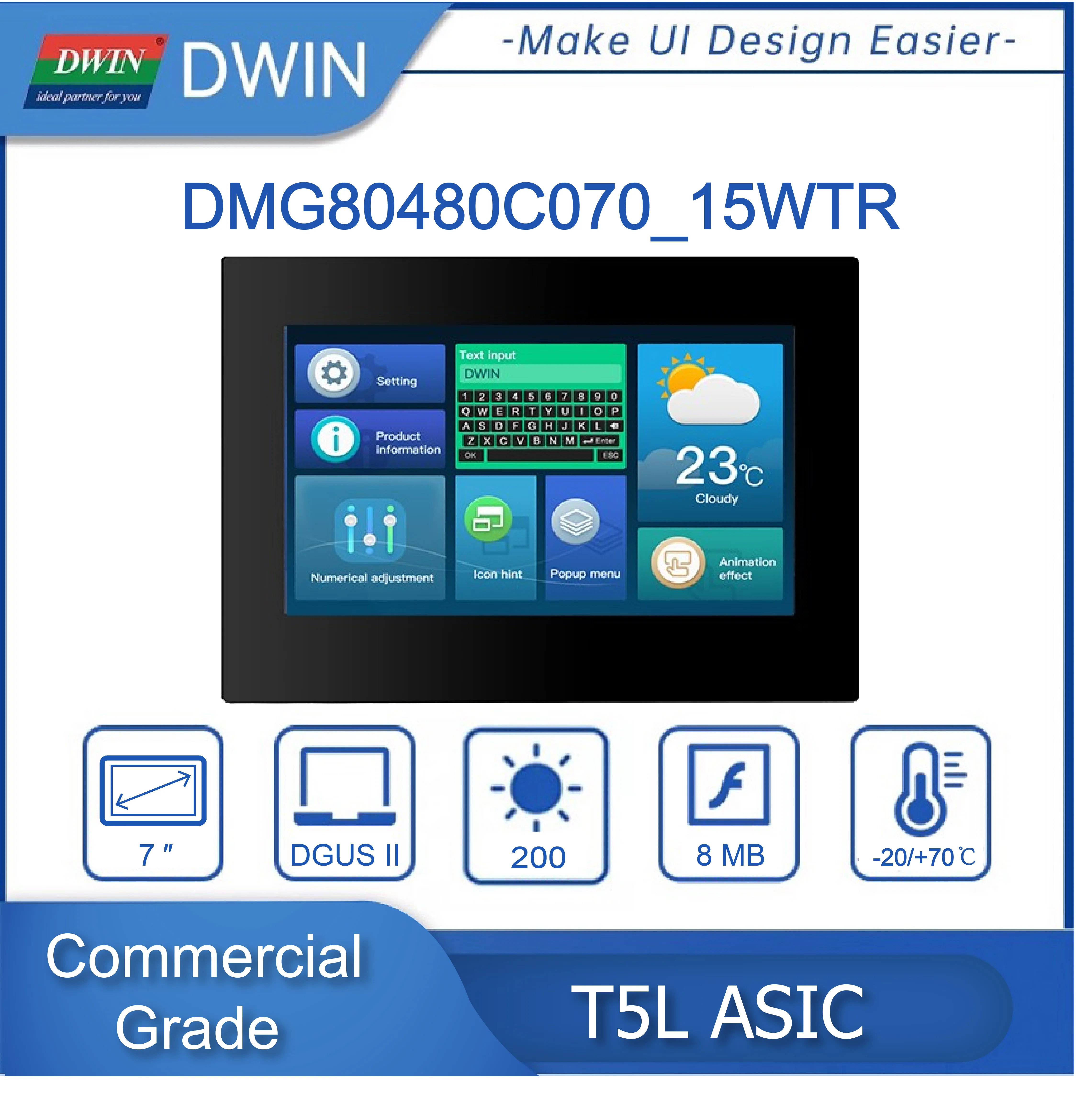 DWIN 4.3/7.0/10.1 DGUS2 Commercial Grade HMI LCD Display Resistive Touch Screen With Shell ...