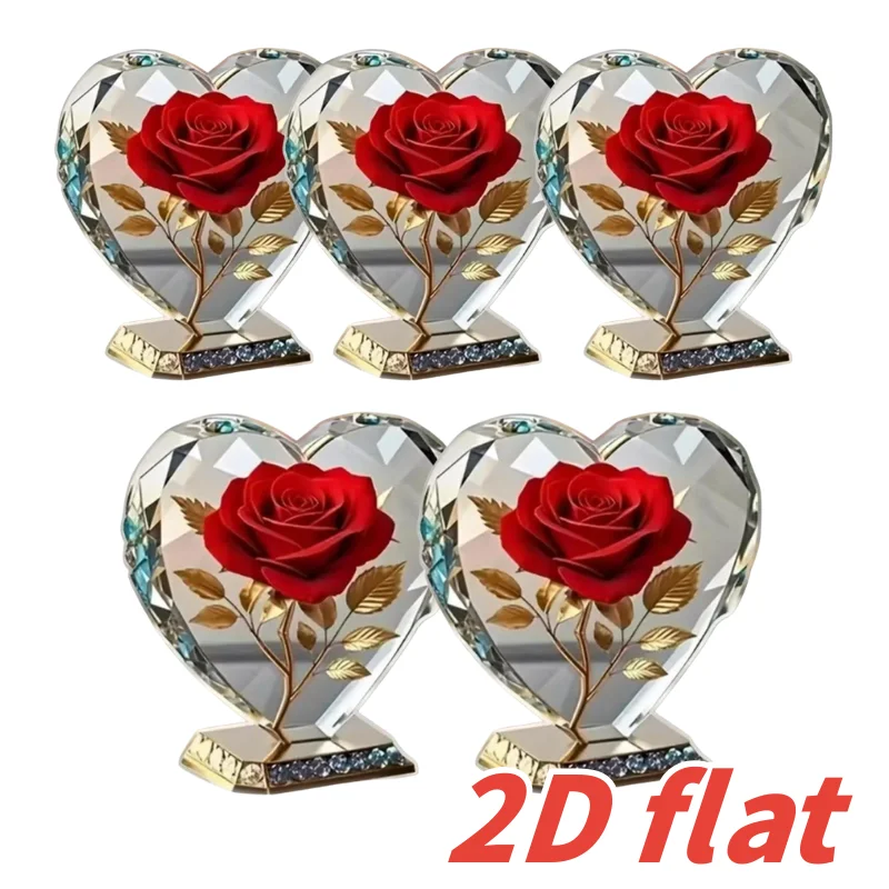Bohemian Heart Shaped Sculpture Home Office Ornament 2D Acrylic Desktop ...