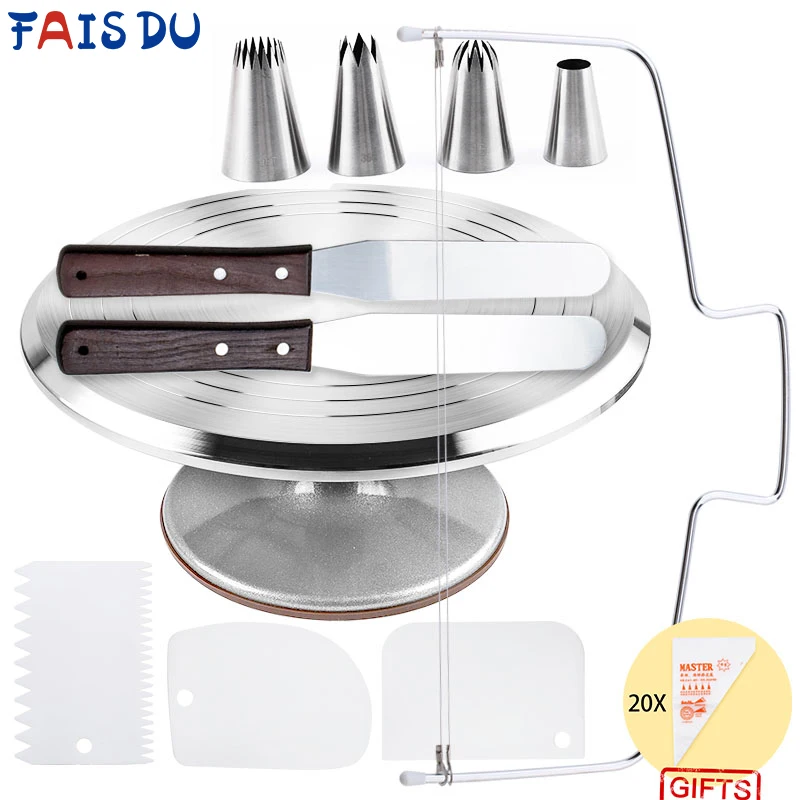 12-Pcs-Set-Turntable-Pastry-Rotating-Plate-For-Cakes-Stand-Decorating ...