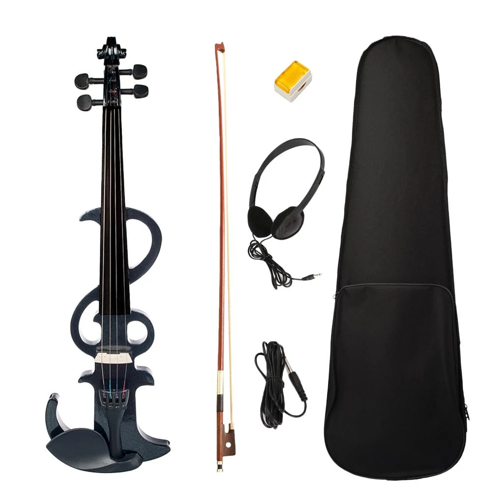 Full Size 4/4 Silent Bilateral Electric Violin Solidwood Fiddle ...