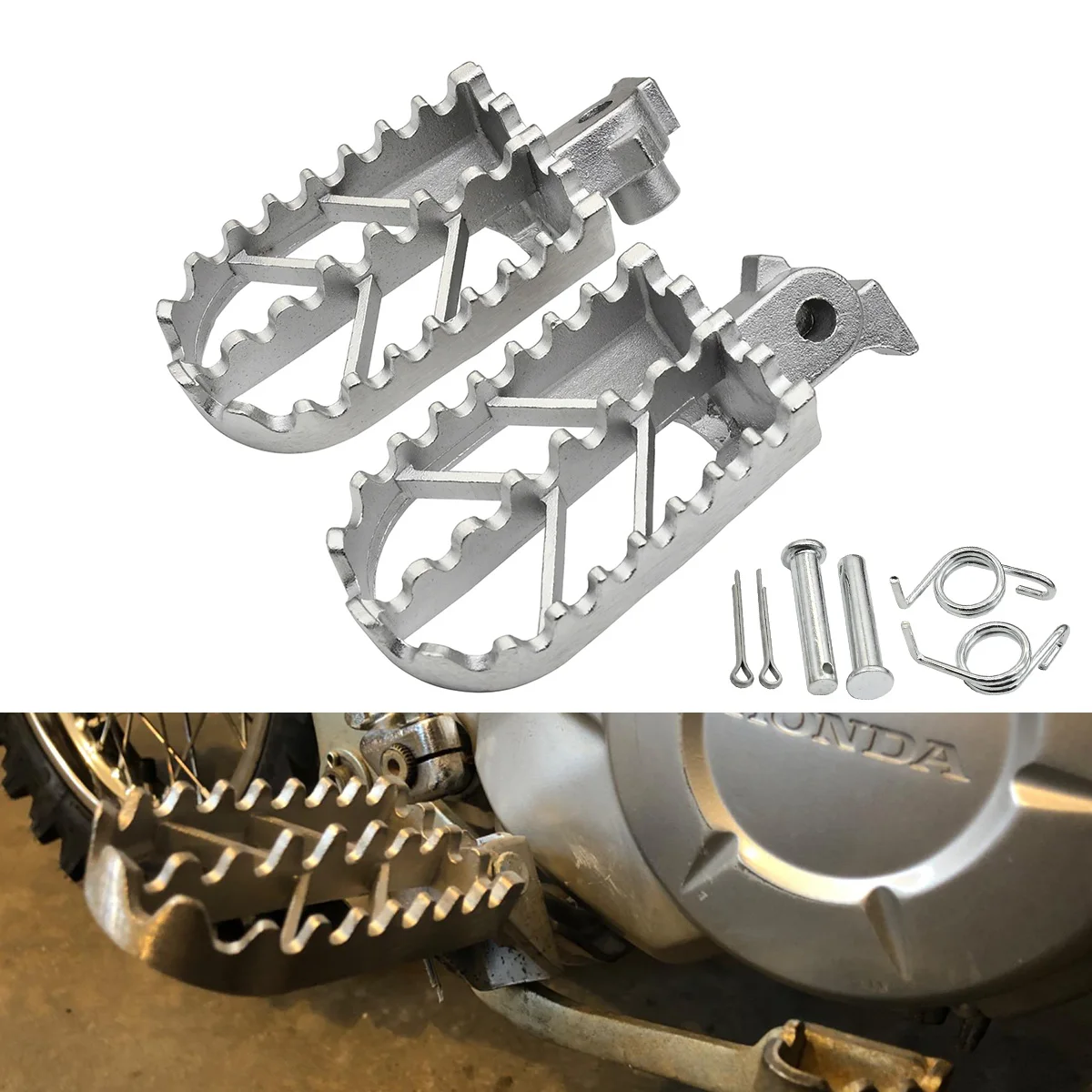 Motocross-Stainless-Steel-Foot-Pegs-Rests-Pedals-Footpegs-For-Honda ...