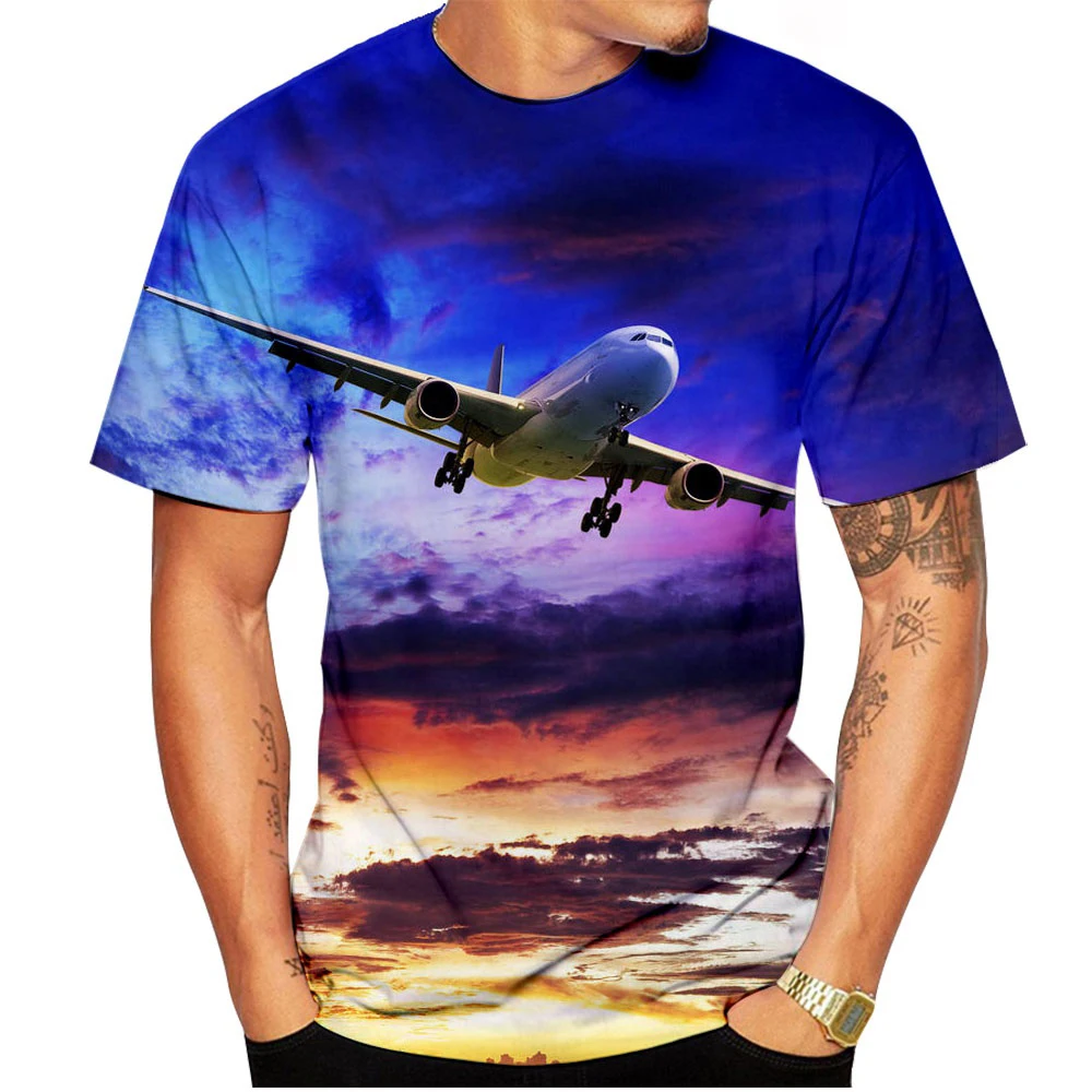 Airplane-T-Shirts-Aircraft-3D-Print-Men-Women-Fashion-Short-Sleeve-T ...