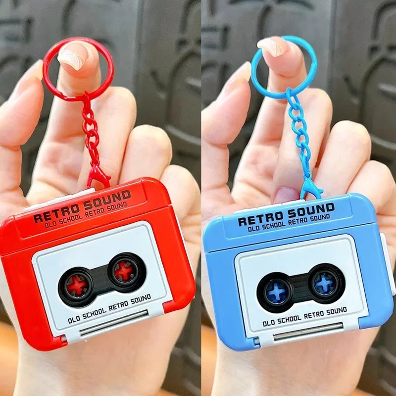 Retro Tape Recorder Keychain Mini Recording Music Box Pendant Keyring ...