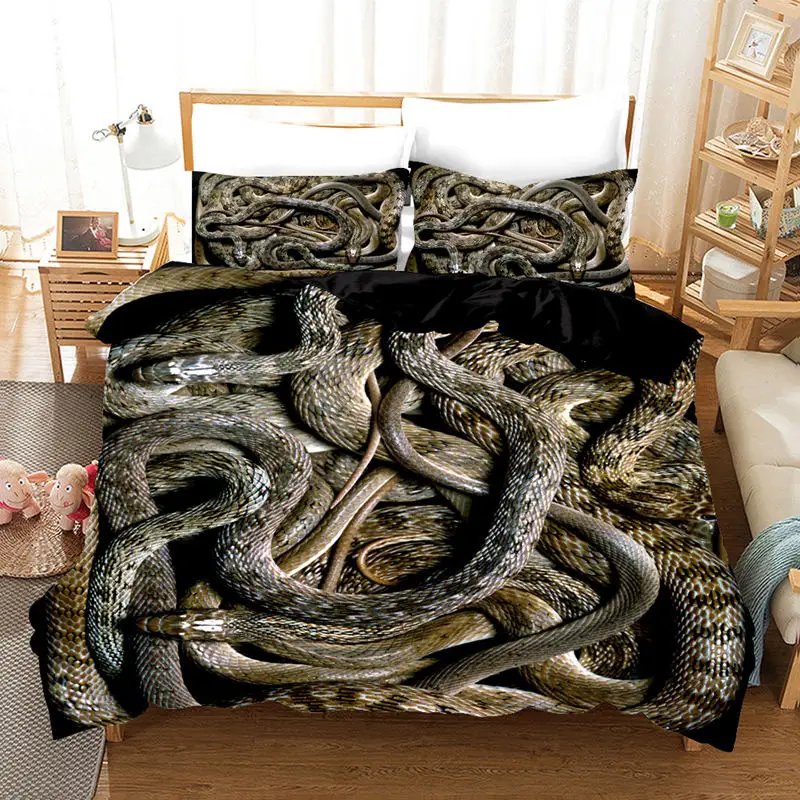 Snake-Bedding-Set-Reptile-Duvet-Cover-Wild-Animal-Comforter-Cover-With ...