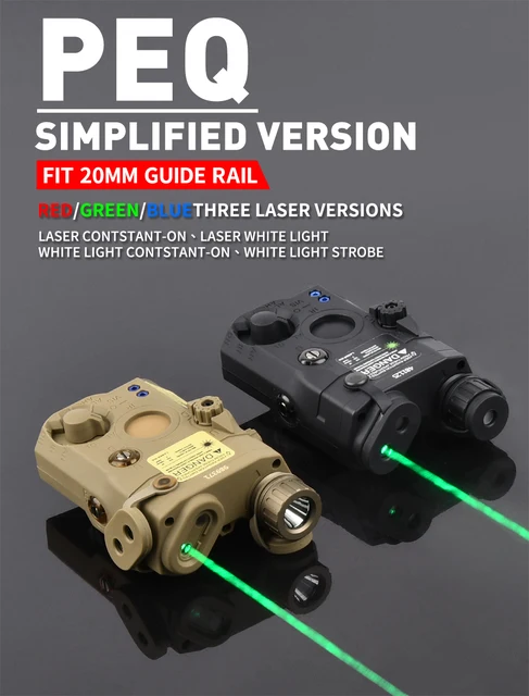 Picatinny Rail Laser Airsoft PEQ15 Laser & Flashlight Combo | Red/Green ...