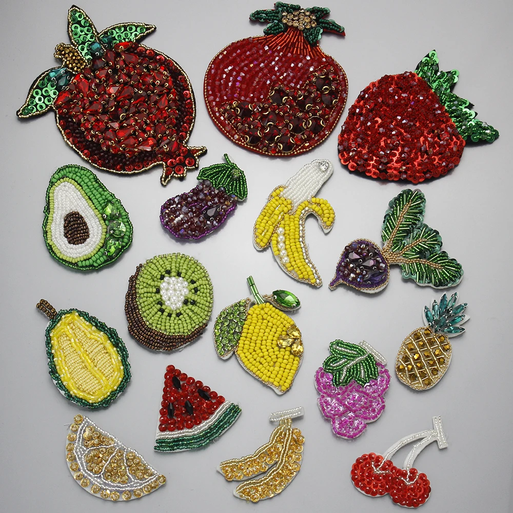 Lemon-Guava-Pineapple-strawberry-fruit-sequins-Rhinestones-beaded ...