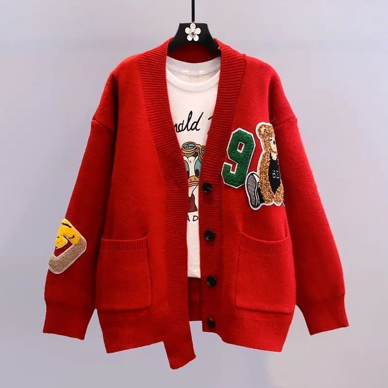 Autumn-Winter-Women-Cartoon-Cardigans-Sweaters-Streetwear-Fashion-Long ...