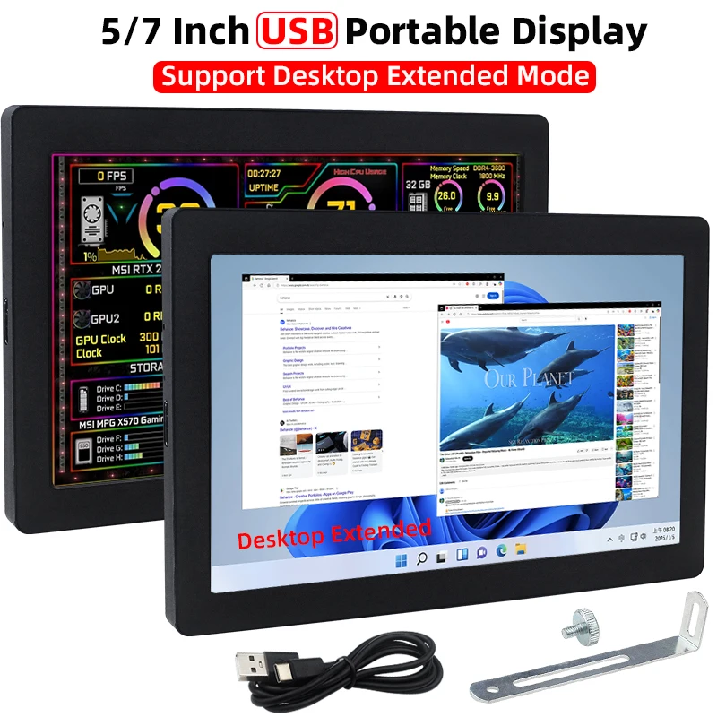 5 / 7 Polegada display portátil apenas um cabo usb chassi tela ...