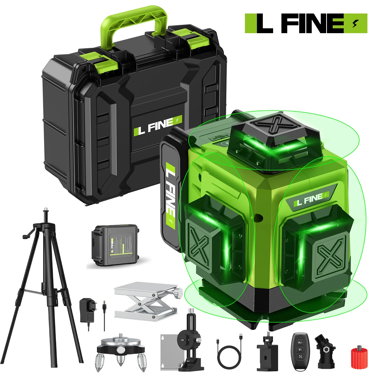 Lfine-4D-16-Lines-360-Self-leveling-Laser-Levels-with-Tripod-and ...