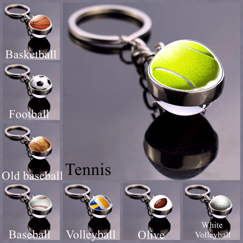 Glass-Ball-Keychain-Tennis-Keychain-Football-Baseball-Volleyball-Soccer ...