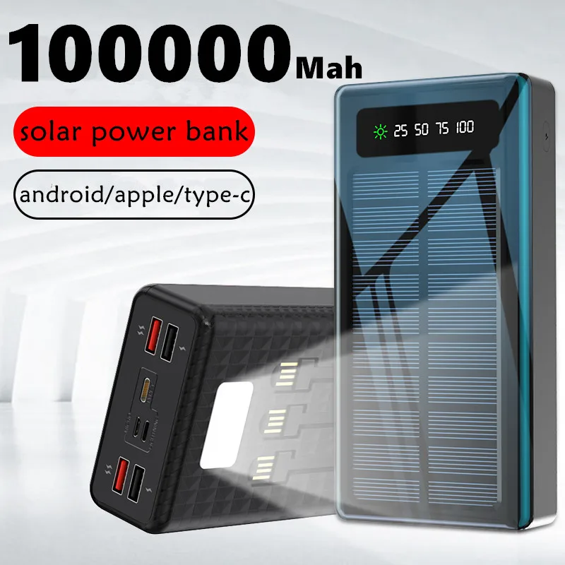 Solar-100000mAh-Power-Bank-in-3-Cable-powerbank-Waterproof-Battery ...